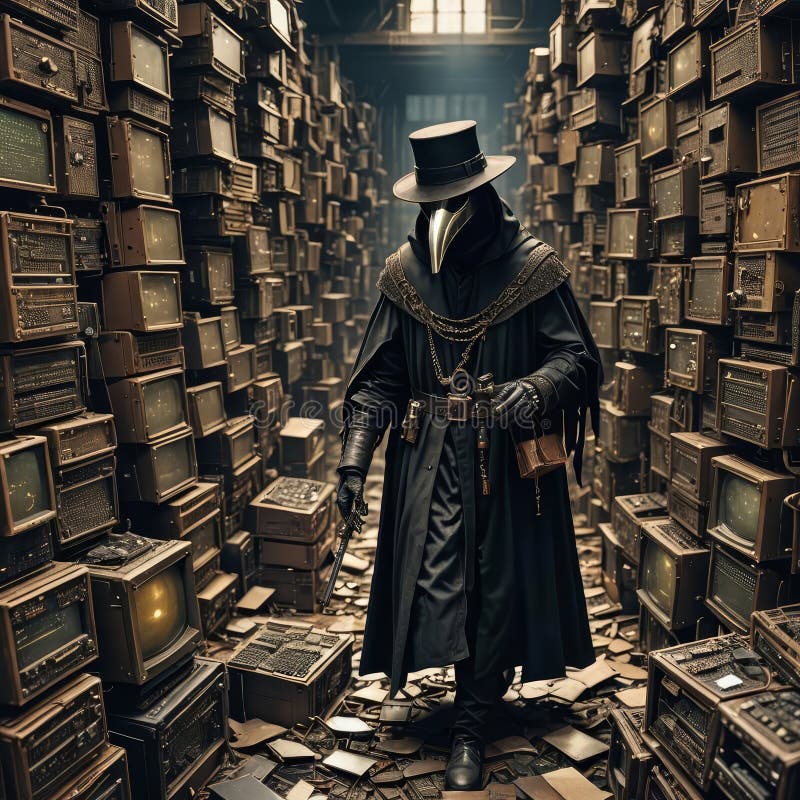 Man Standing in Room Filled with Electronic Devices. Generative AI ...