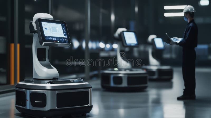 Man Standing in a Room with a Humanoid Robot Engaged in a Conversation ...