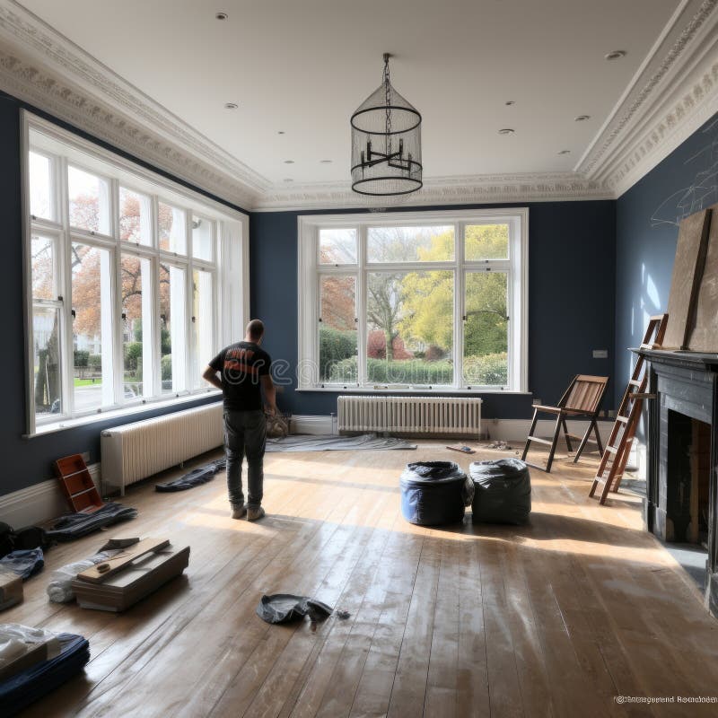 Man is Standing in a Room Where he Needs To Whitewash Created with ...