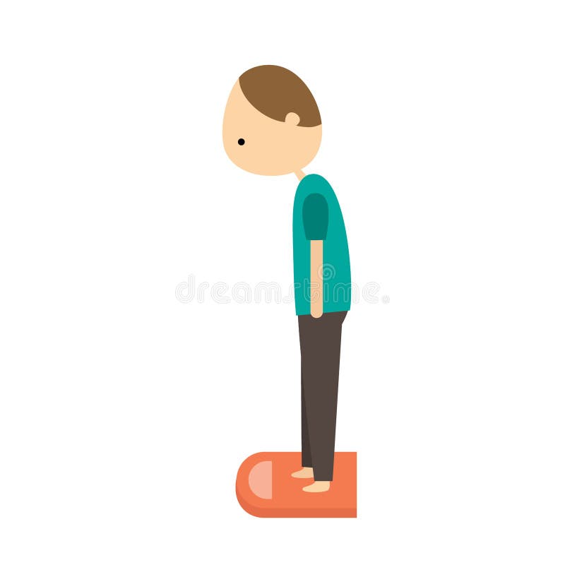 Standing On A Scale. Measuring Body Weight Concept. Continuous Line ...