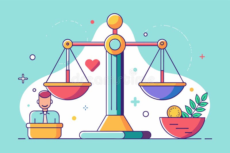 A Man is Standing on a Scale, Weighing a Bowl of Fruit Placed on it ...