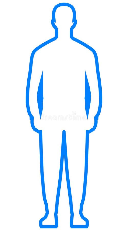 Man Standing Silhouette - Blue Simple Outline, Isolated - Vector Stock ...