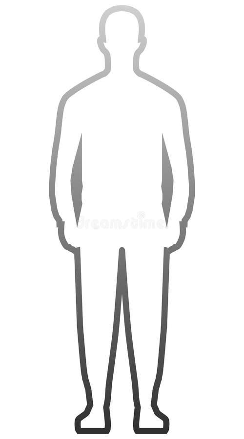 Man Standing Silhouette - Gray Gradient Outline, Isolated - Vector ...