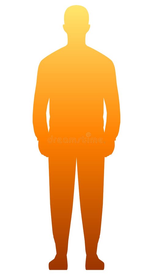 Man Standing Silhouette - Orange Gradient, Isolated - Vector Stock ...