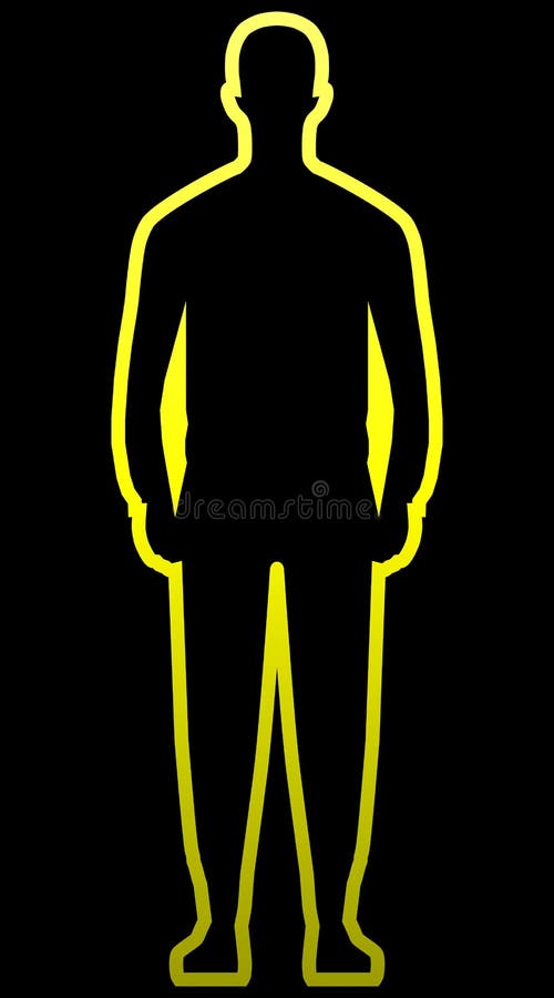 Man Standing Silhouette - Yellow Gradient Outline, Isolated - Vector ...
