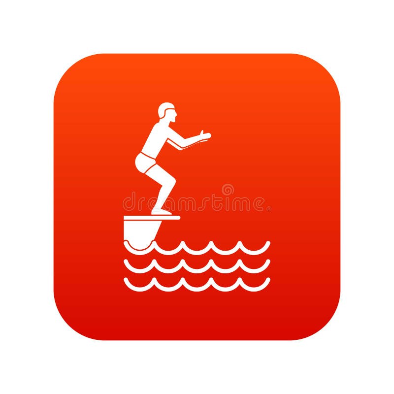 Man Standing on Springboard Icon Digital Red Stock Vector ...