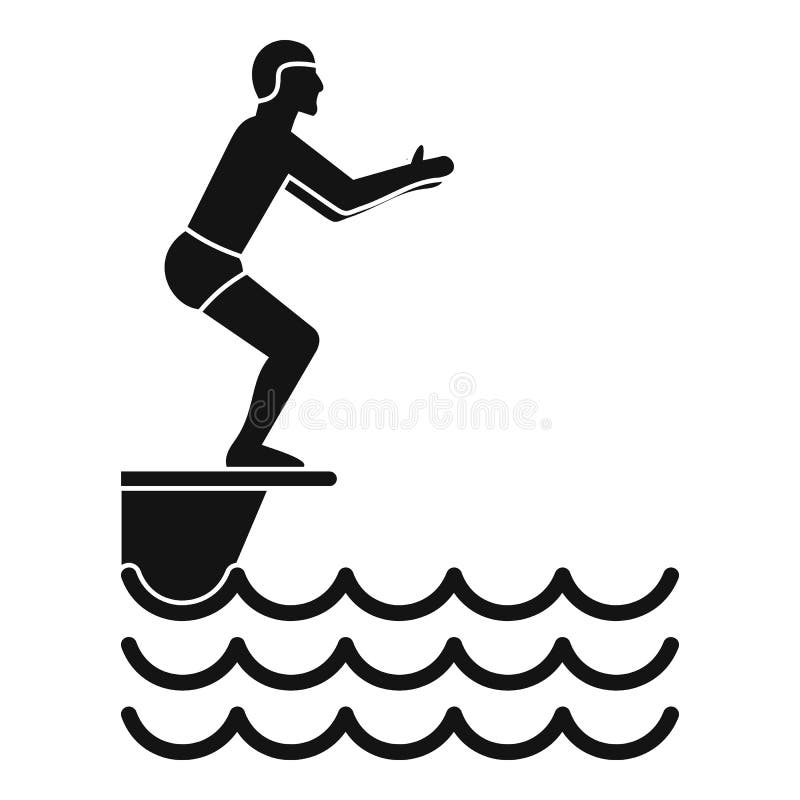 Man Standing on Springboard Icon, Simple Style Stock Vector ...
