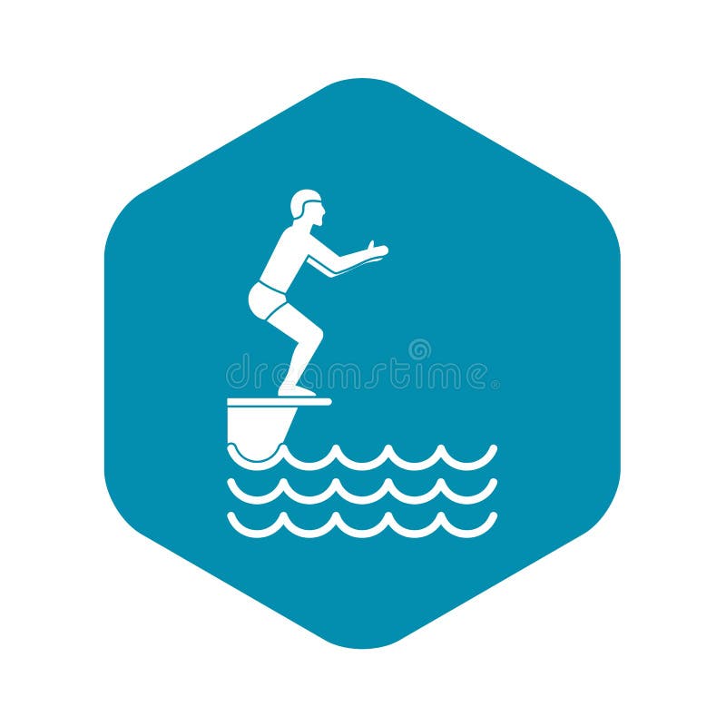 Man Standing on Springboard Icon, Simple Style Stock Vector ...