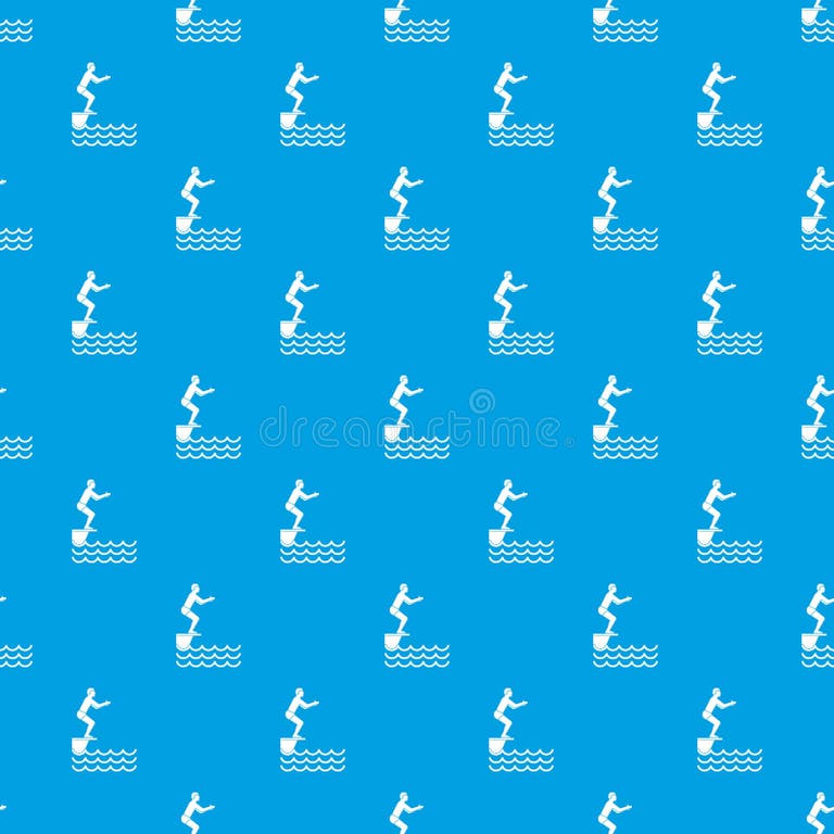 Man Standing on Springboard Pattern Seamless Blue Stock Vector ...