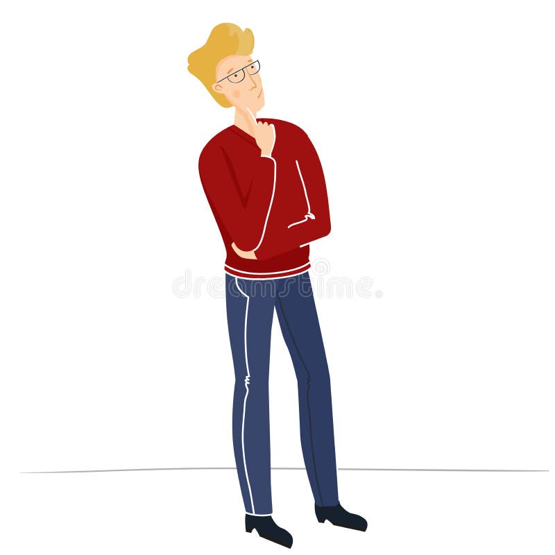 Man Working, Thinking Flat Vector Stock Vector - Illustration of hand ...