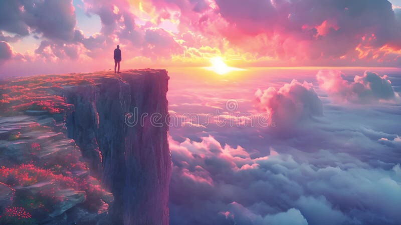 Man Standing on the Top of a Mountain, from Overflowing Emotions of Joy ...
