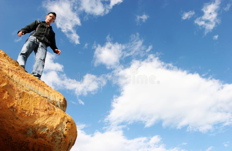 Man Standing on Top of the World Stock Photo - Image of pose, skin: 431766