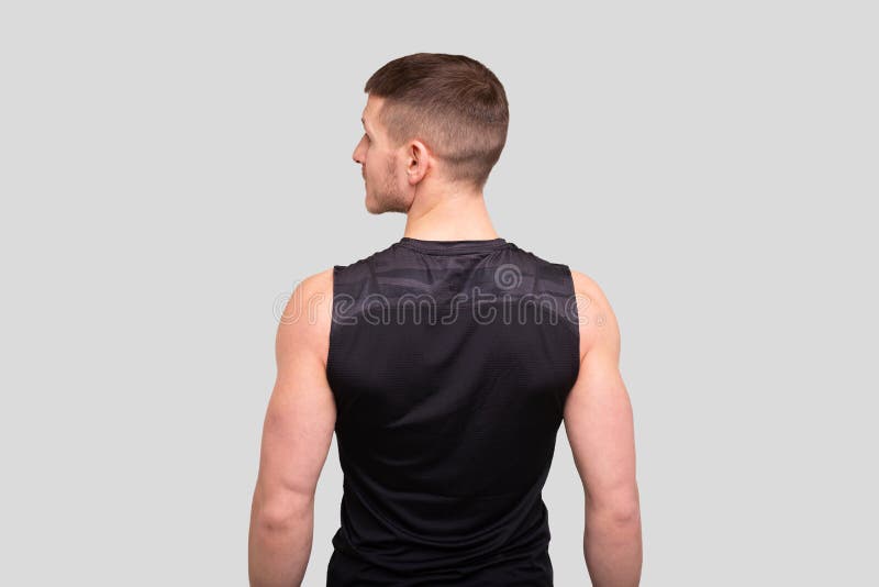 Man Standing Turned Back To Camera. Sport Man Stock Image - Image of ...