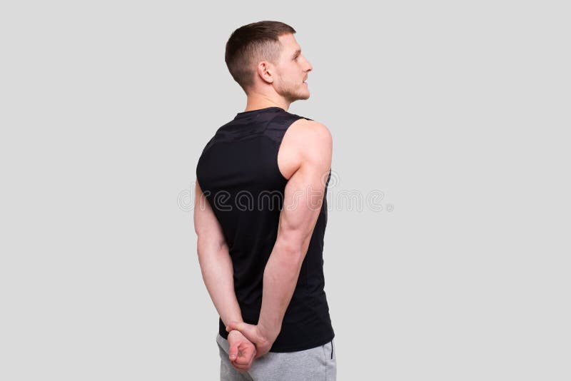 Man Standing Turned Back To Camera. Sport Man Stock Image - Image of ...