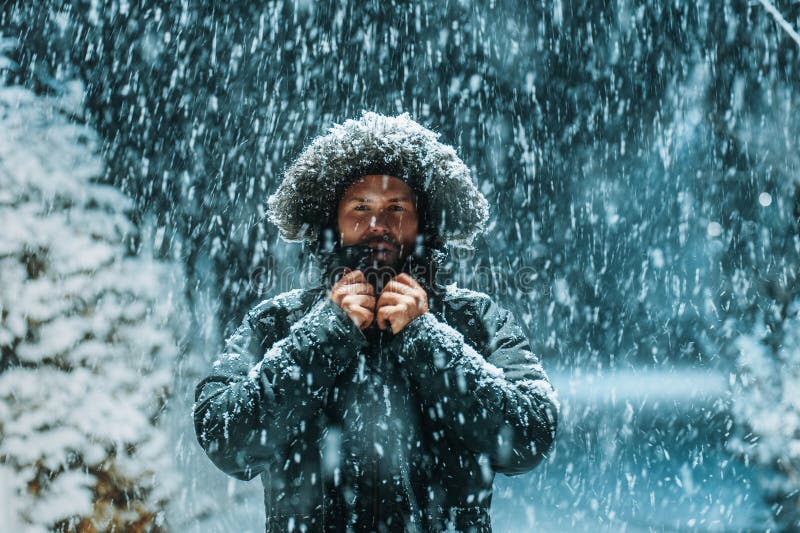 Heavy Snow Forest Mountains Scene Stock Photo - Image of forest, snow ...