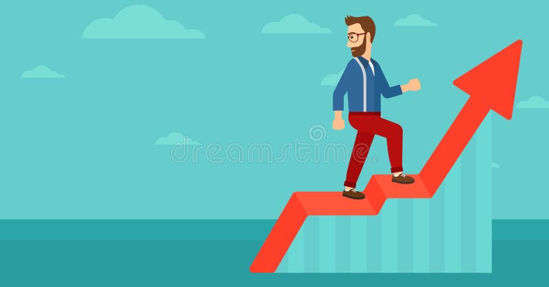 Man Standing on Uprising Chart. Stock Vector - Illustration of graph ...