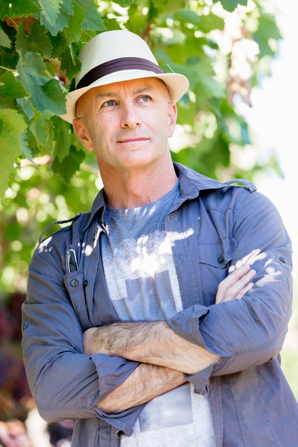 Man standing in vineyard stock photo. Image of cultivation - 93739124