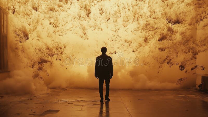 Man Standing before a Wall of Clouds Stock Illustration - Illustration ...