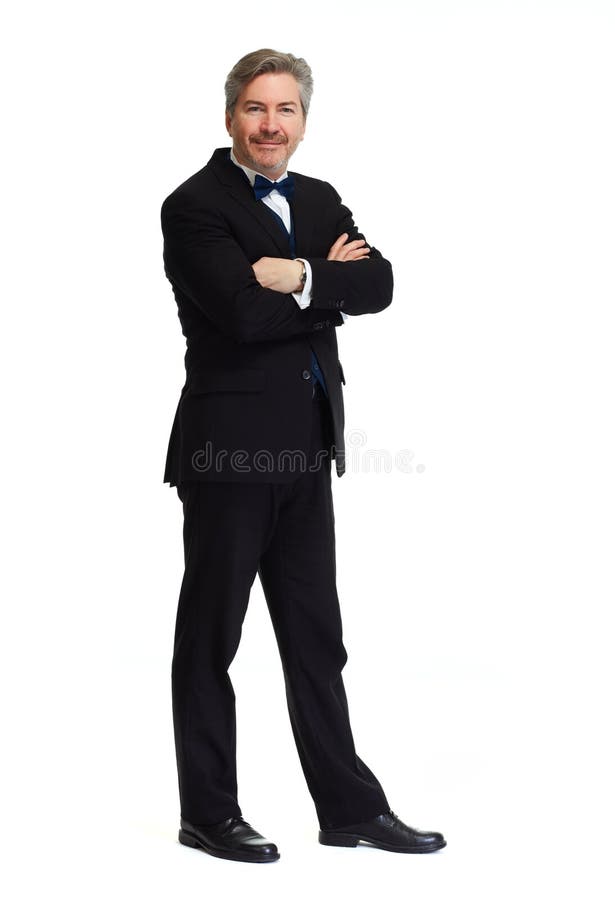 Man Standing White Background Stock Image - Image of bowtie, agent ...