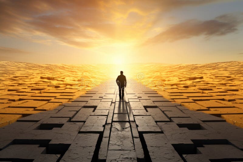 A Man Stands at a Crossroads, Deep in Thought, Symbolizing Life Choices ...