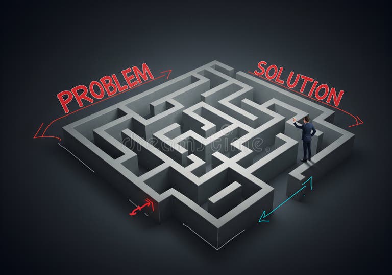 Problem Solving Business Strategy Concept Maze with Man Finding ...