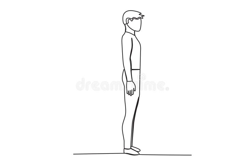 A Man Stands Facing Right Forming a 90-degree Angle Stock Vector ...