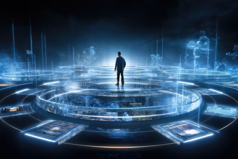 A Man Stands in Front of a Circular Structure, Looking Towards the ...