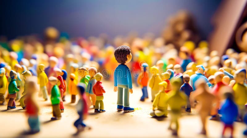 Man Stands in Front of Crowd of Small Figurines. Generative AI Stock ...