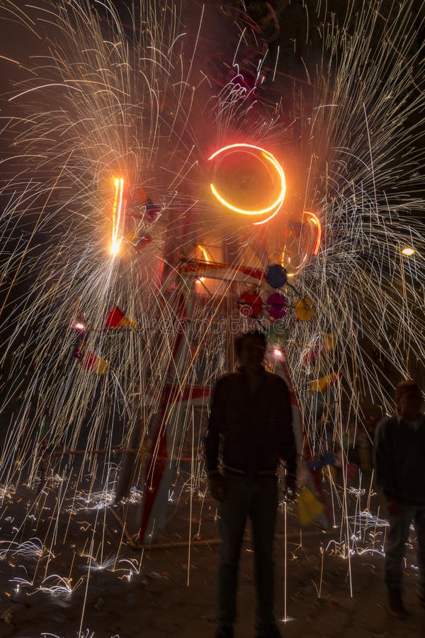 Man Stands in Front of Fireworks Castle Stock Photo - Image of ...