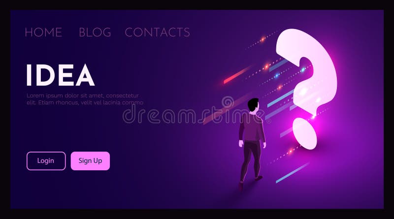 Man Stands in Front of Question Mark. Support Concept Stock Vector ...