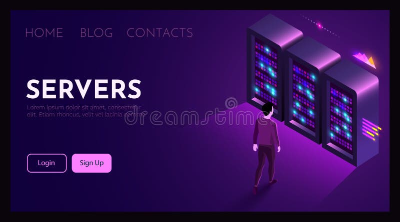 Man Stands in Front of Servers. System Administrator Concept Stock ...