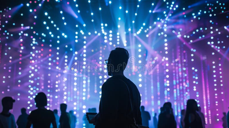 Man Standing in Front of Stage with Fireworks Stock Photo - Image of ...