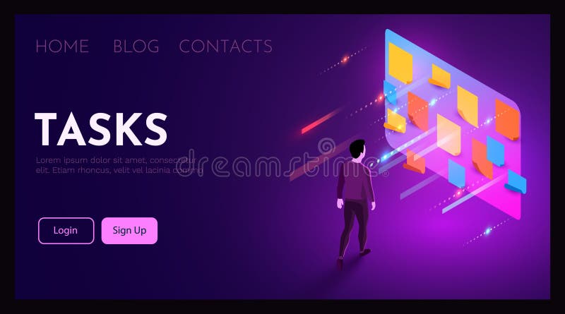 Man Stands in Front of Task Board. Business Process Organization ...