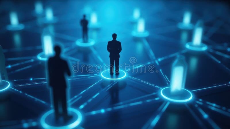 Man Stands in the Middle of a Network of People Stock Photo - Image of ...