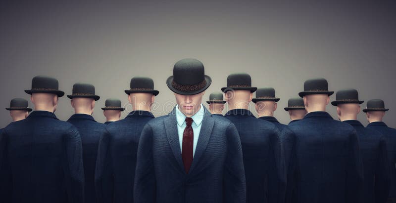 Man Stands Opposite To the Crowd Stock Illustration - Illustration of ...