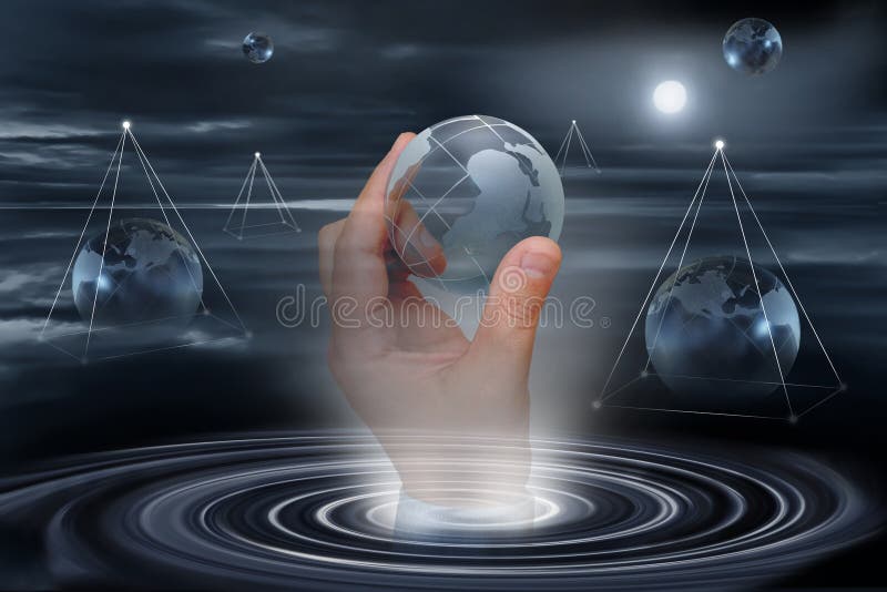 A Man Stands on the Planet in Front of a Big Question Mark. the Concept ...