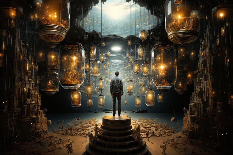 Brain with Light Bulb, Colorful Explosion, Idea and Vision Concept ...