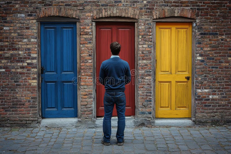 One Thinking Person Three Closed Door Stock Photos - Free & Royalty ...