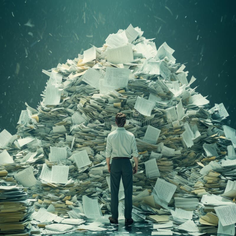 Feeling Overwhelmed by a Mountain of Paperwork Amidst the Chaos of ...