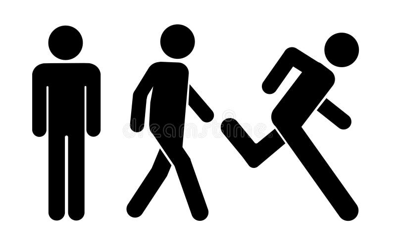 Man Stands, Walk and Run Icon Set . People Symbol Stock Vector ...