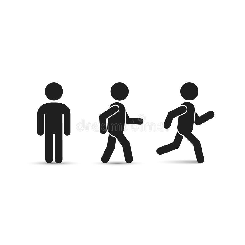 Man Stands, Walk and Run Icon Set, Vector Illustration Stock Vector ...