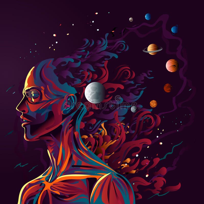 Man of the Stars, Mental Universe, the Astrological Man Stock Vector ...