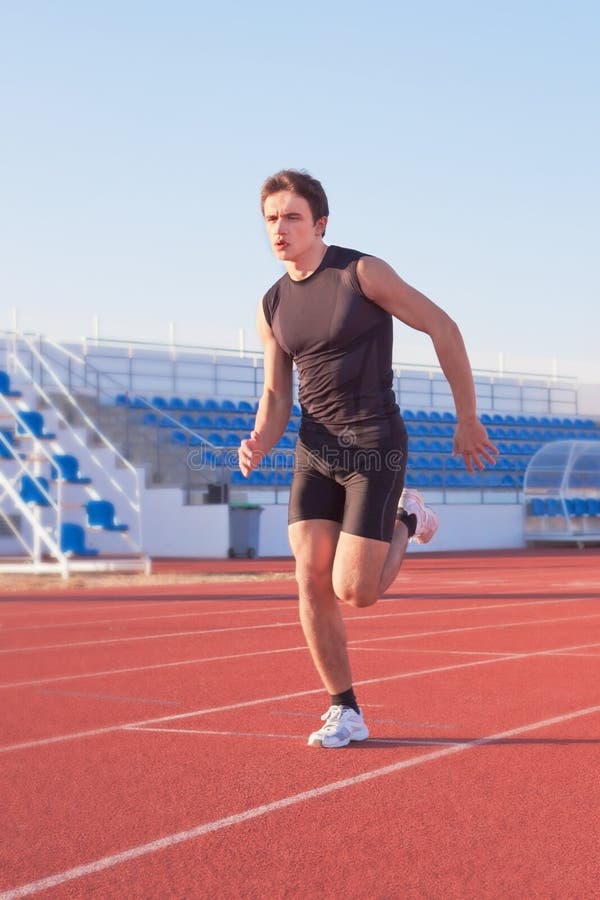 Running Man - Runner in Speed Motion Composite Stock Photo - Image of ...