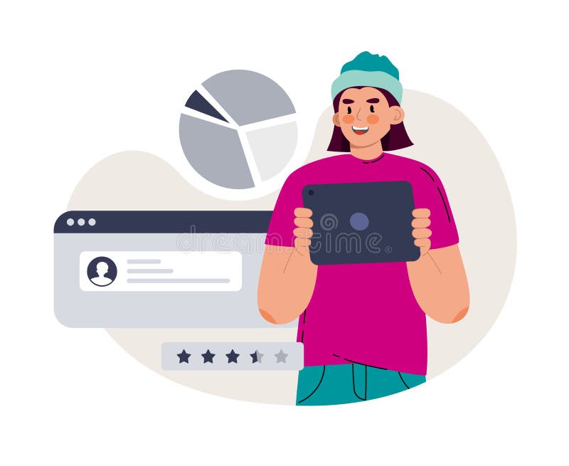 A Man with Statistics Charts. Ui Ux Designer Arrangement Interface ...