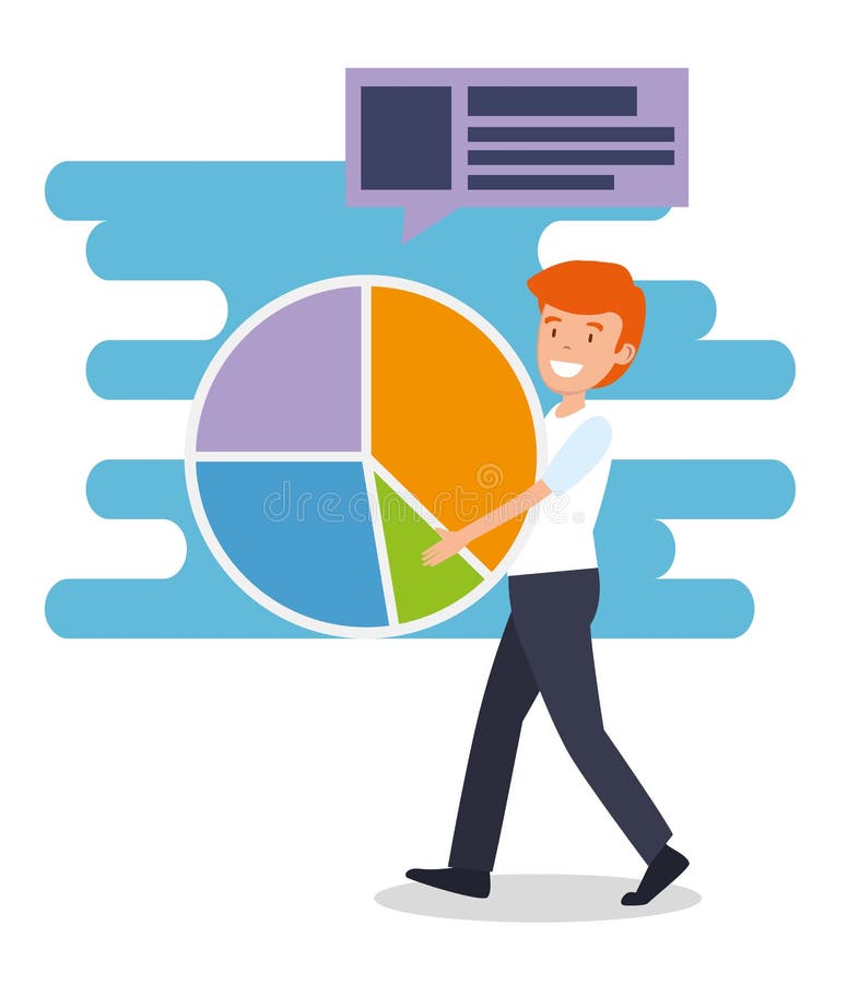 Man with Statistics Diagram and Chat Bubble Stock Vector - Illustration ...