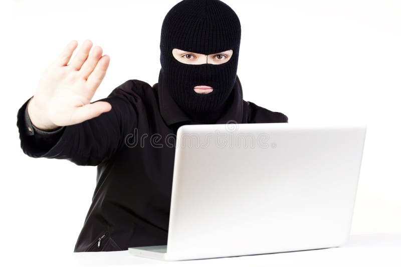 Man Stealing Data from a Laptop Stock Photo - Image of criminal, pirate ...