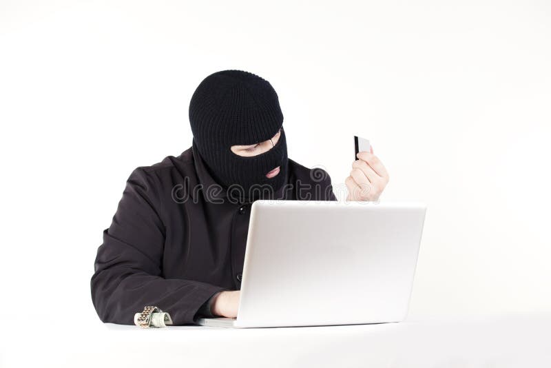 Man Stealing Data from a Laptop Stock Photo - Image of network, card ...