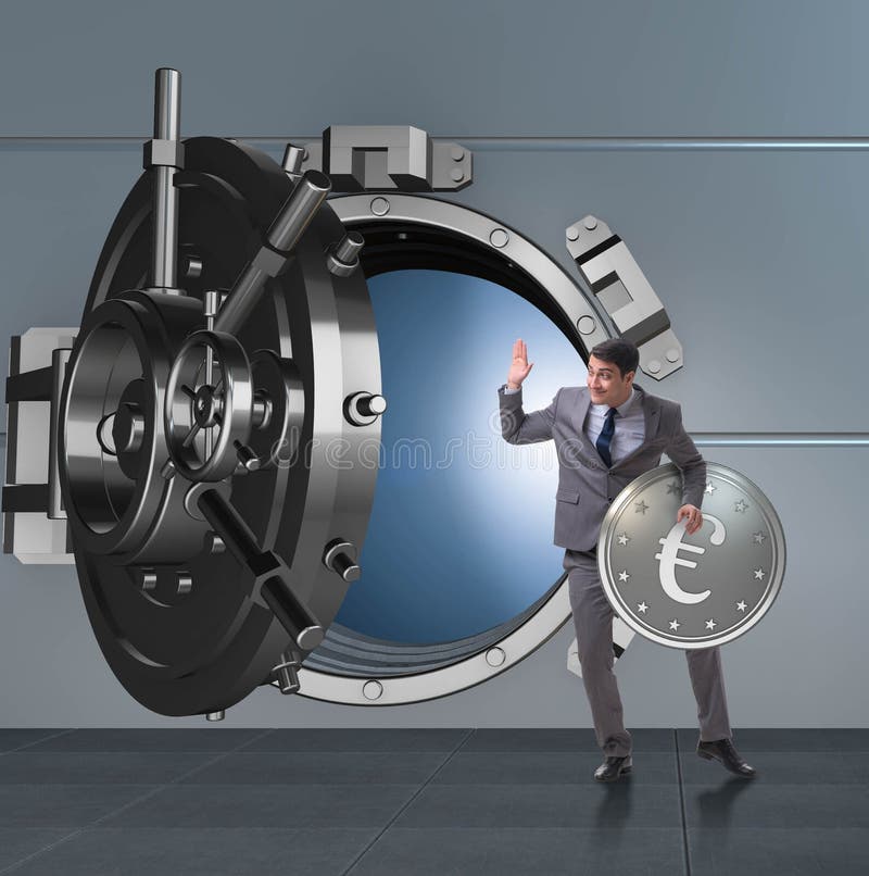 Man Stealing Money Euro from Bank Stock Image - Image of finance, money ...