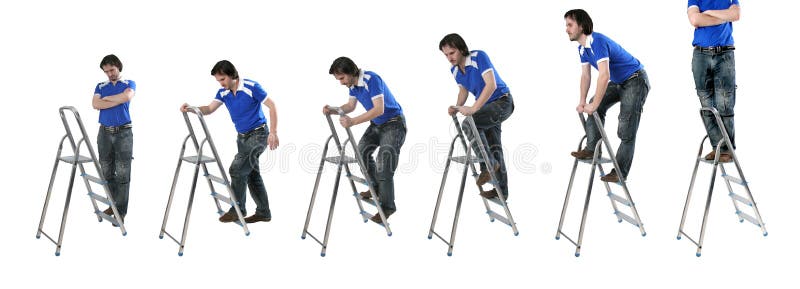 Man at step-ladders stock photo. Image of equipment, male - 11940380