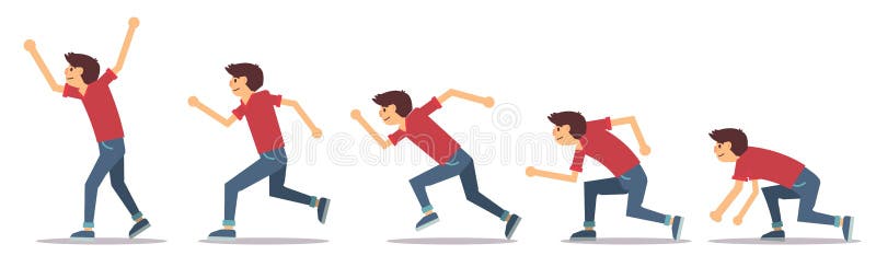 Running Step. Runner From Start To Finish. Side View. Stock Vector ...